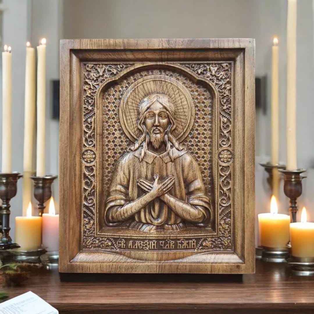 Saint Alexis Icon St Alexius of Rome Wood Carving Icon Saint Alexios ...