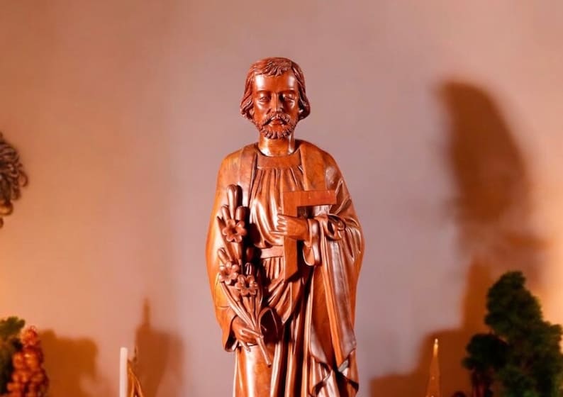 St. Joseph Statue for the Home Altar Saint Joseph Wooden Statue ...