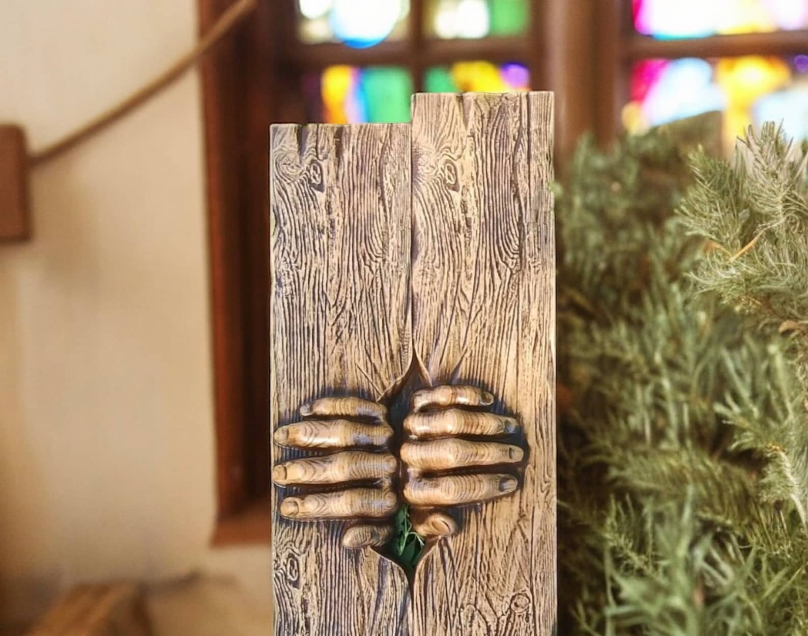 Hands Statue the Holy Land Wood Carving of the Shape of Hands Statue Wood Carved Hands Religious ...