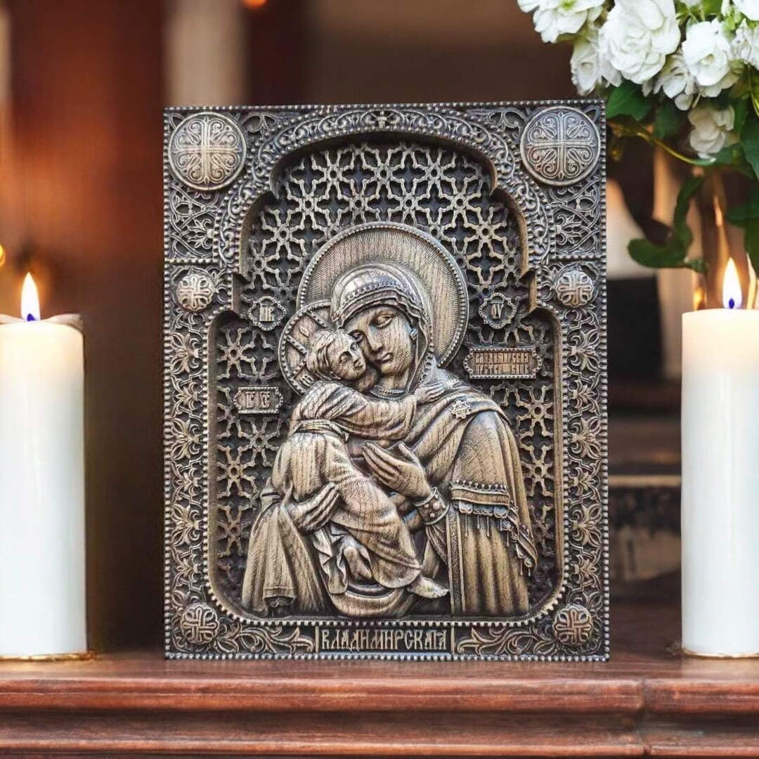 Virgin Mary Christian Orthodox Icon Mother of God of Volodymyr Holy ...