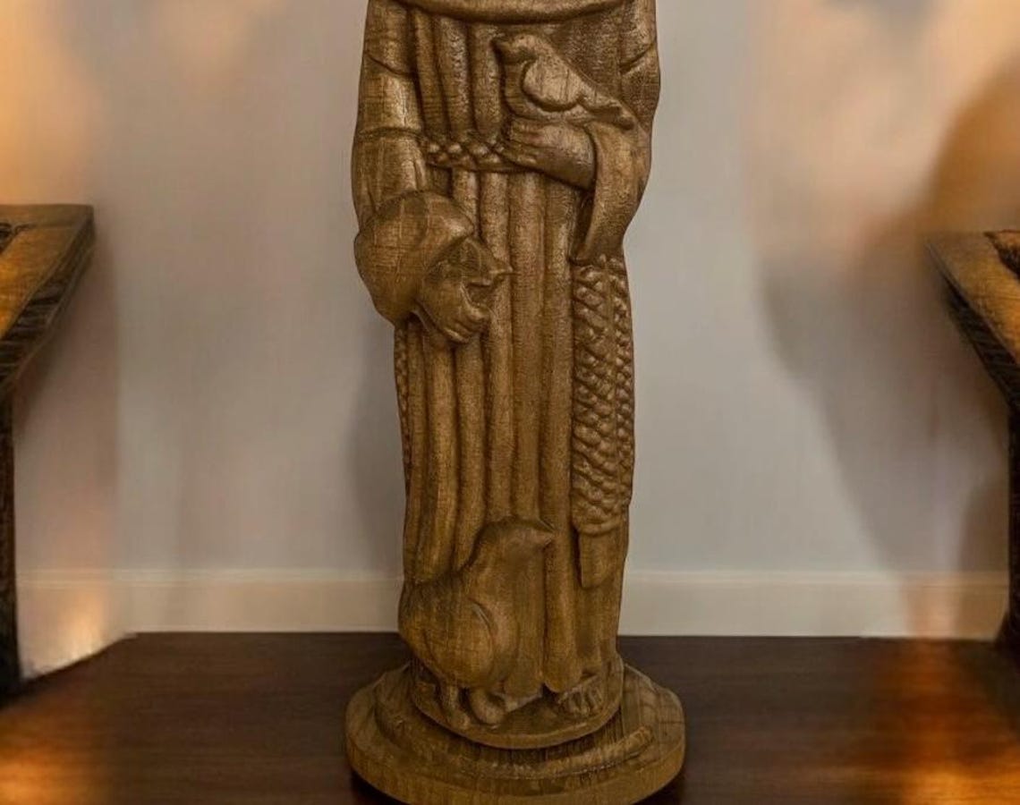 St. Francis Statue Saint Francis Wood Statue St. Francis of Assisi ...