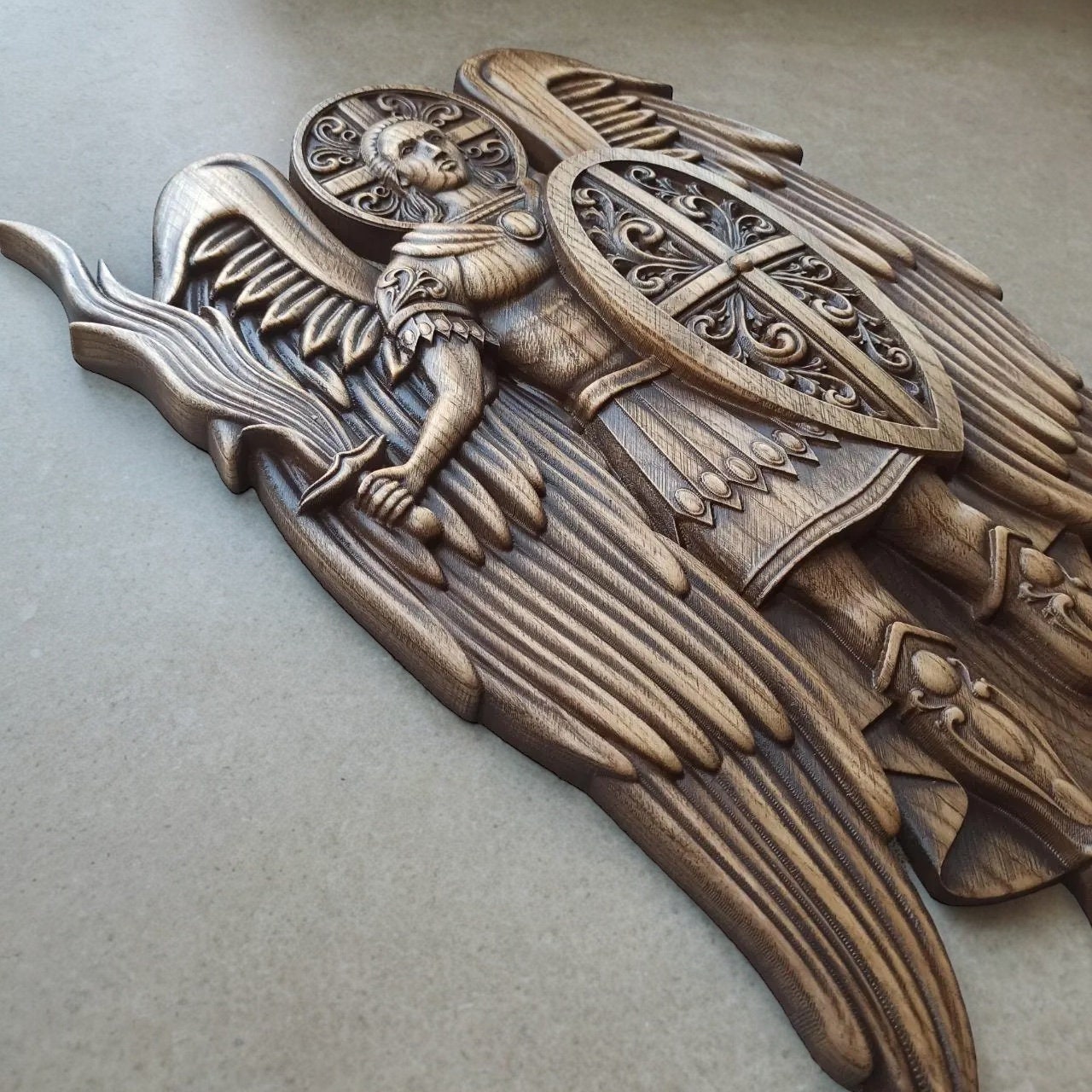 Archangel Michael Wall Plaque St Michael Wooden Statue Wood Carvings ...