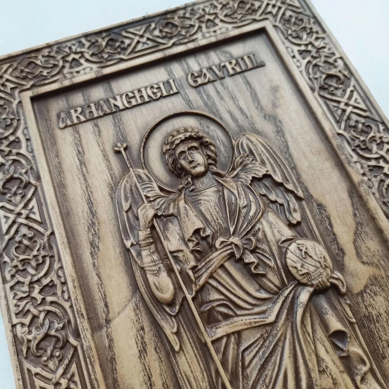St. Gabriel Icon Archangel Gabriel Wooden Carved Religious Wall Art ...