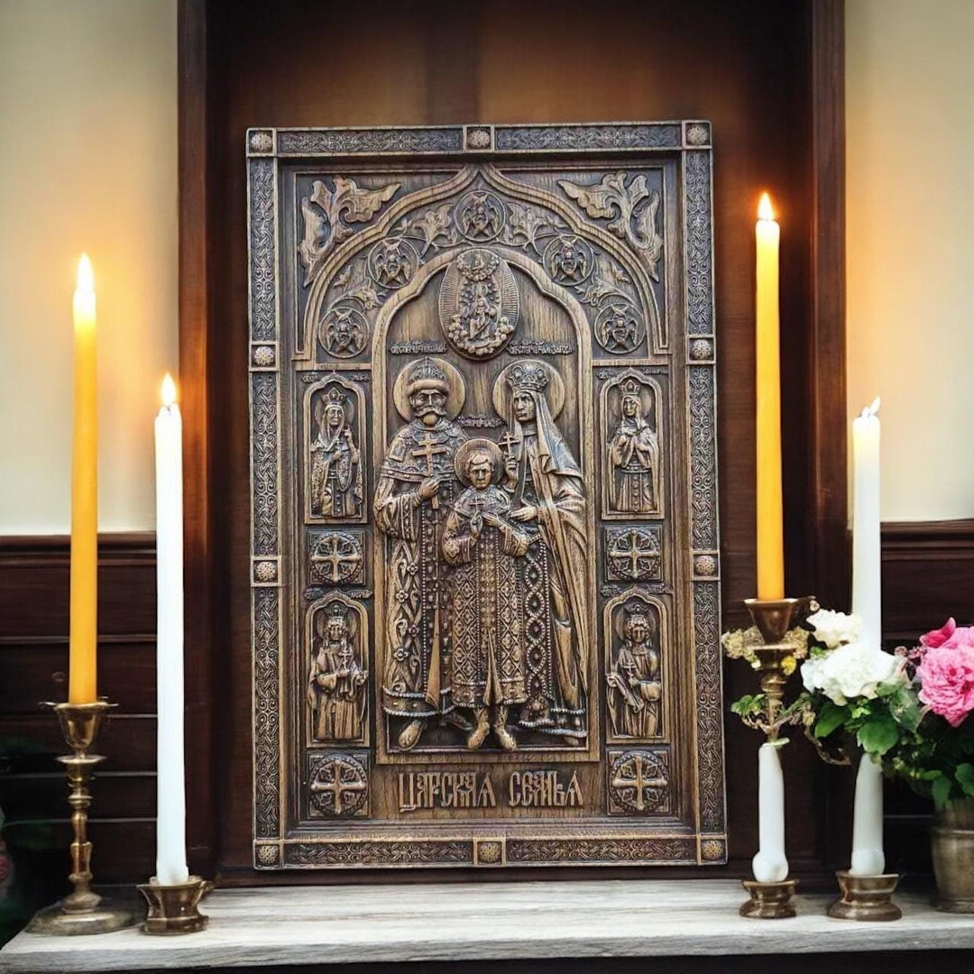 The Royal Family Wooden Icon the Royal Family Martyrs the Romanovs Tsar ...