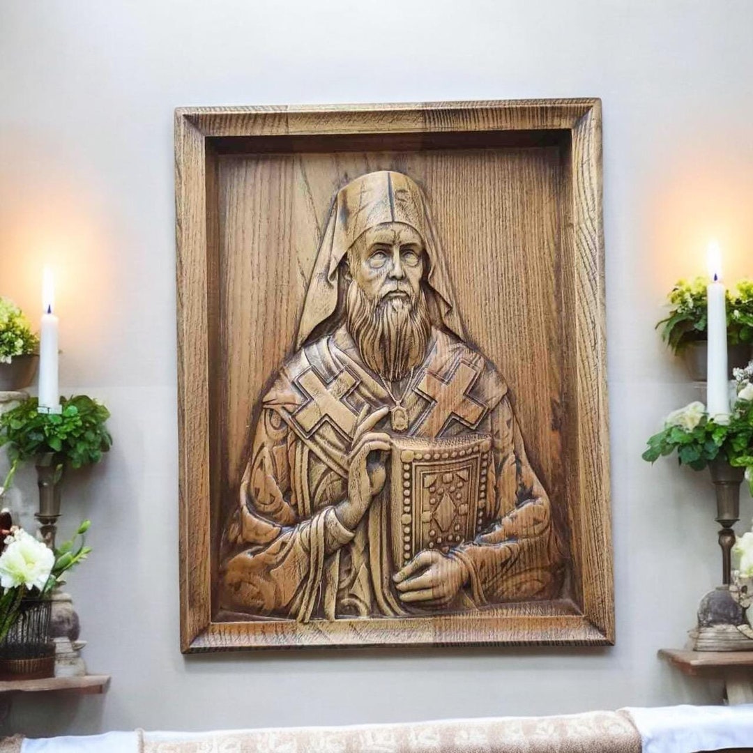 Saint Nectarios Wood Christian Orthodox Icon Greek Christian Icon With ...