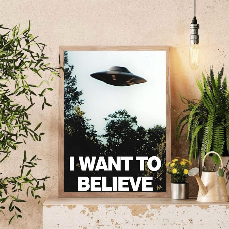 Classic Sci-fi Alien Poster, I Want to Believe UFO Print, Retro Art ...