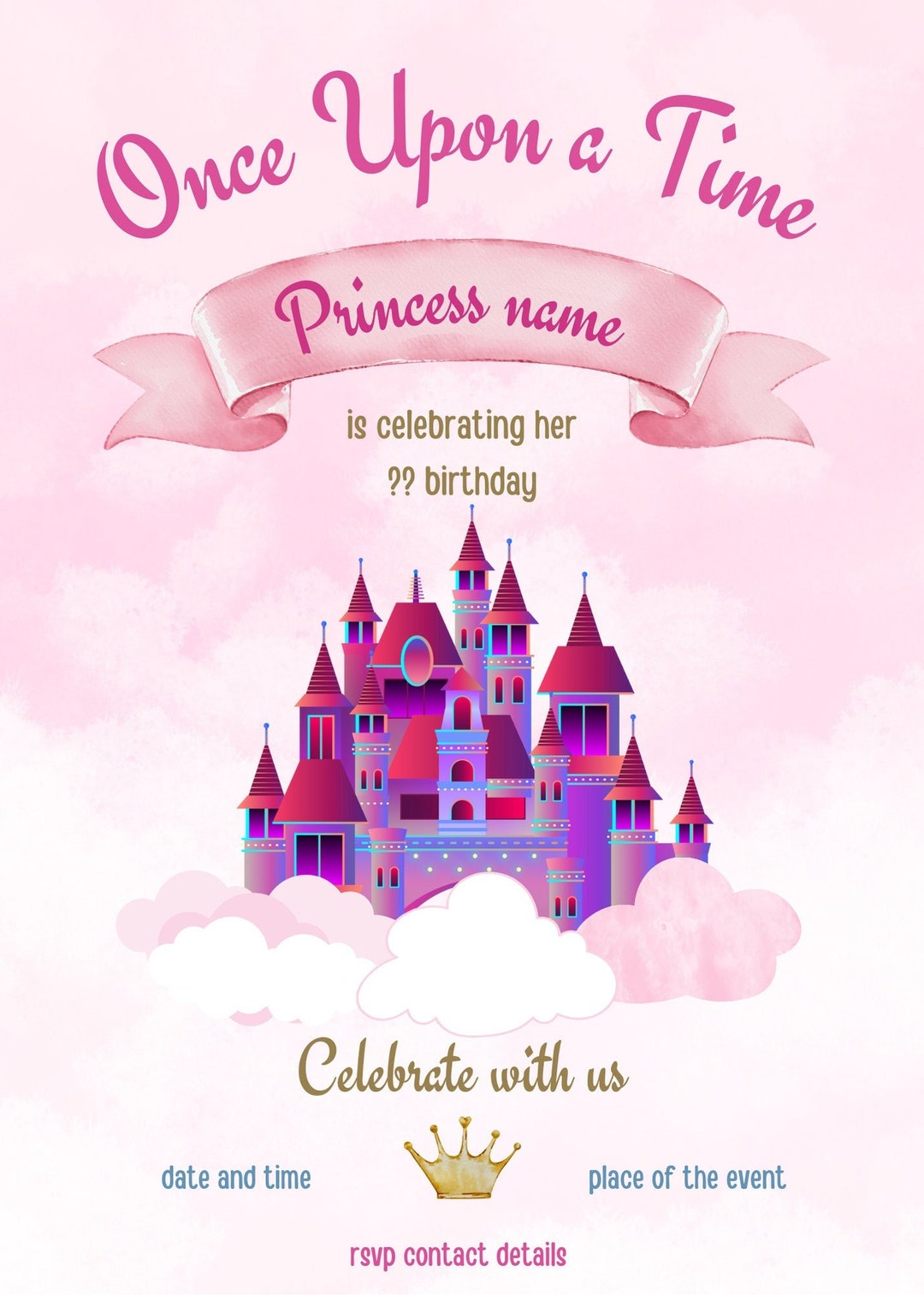 Princess Themed Party Invitation - Etsy