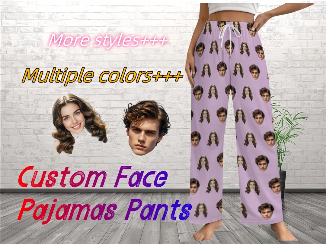 Custom Pajama Pants With Faces , Mutiple Faces on Pajamas,face Pajama ...
