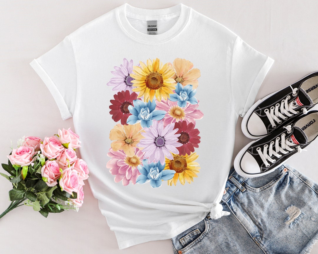 Women's Flower Shirt, Floral Shirt, Summer Shirt, Spring T-shirt ...