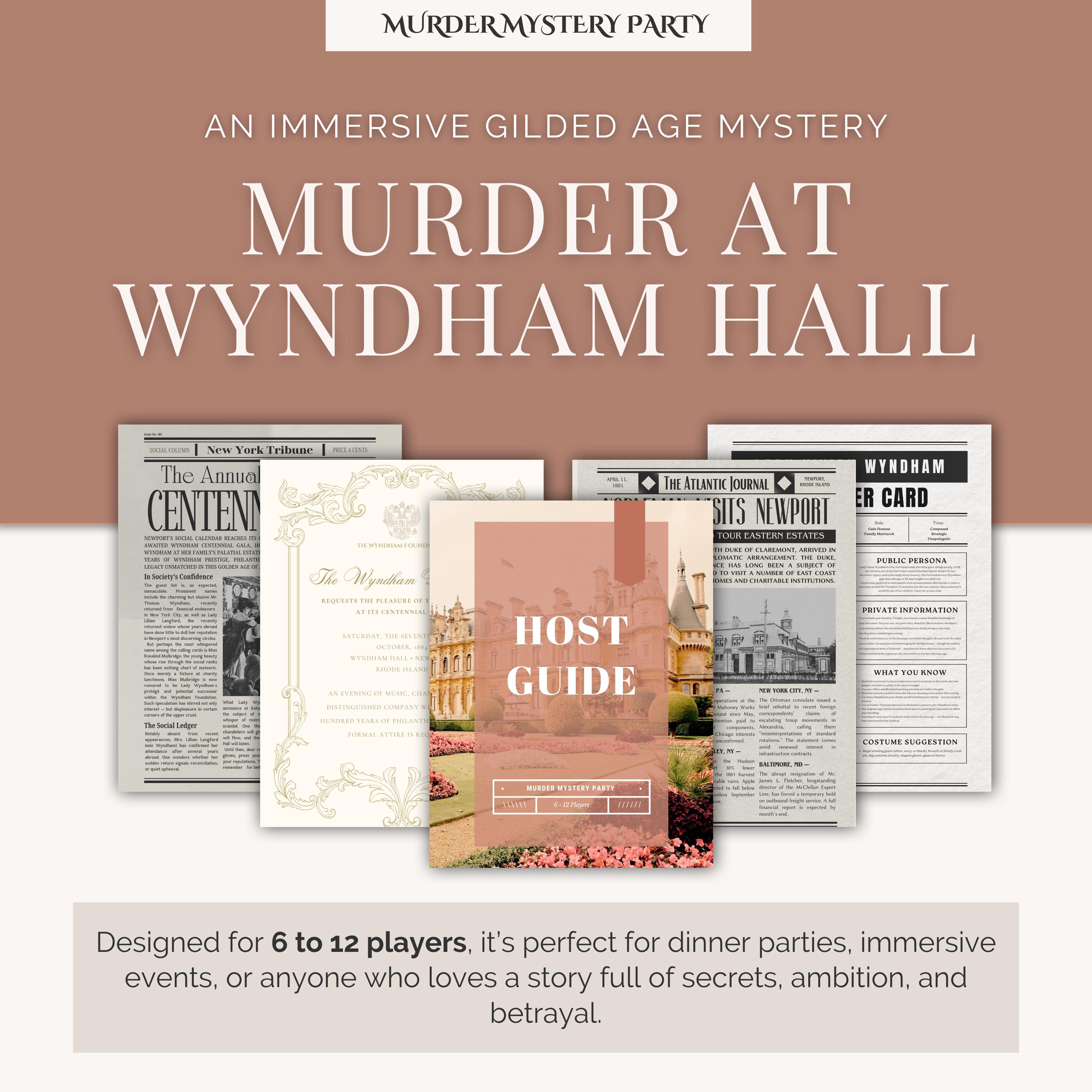 Gilded Age Murder Mystery Party Game – Printable Wyndham Hall (digital ...