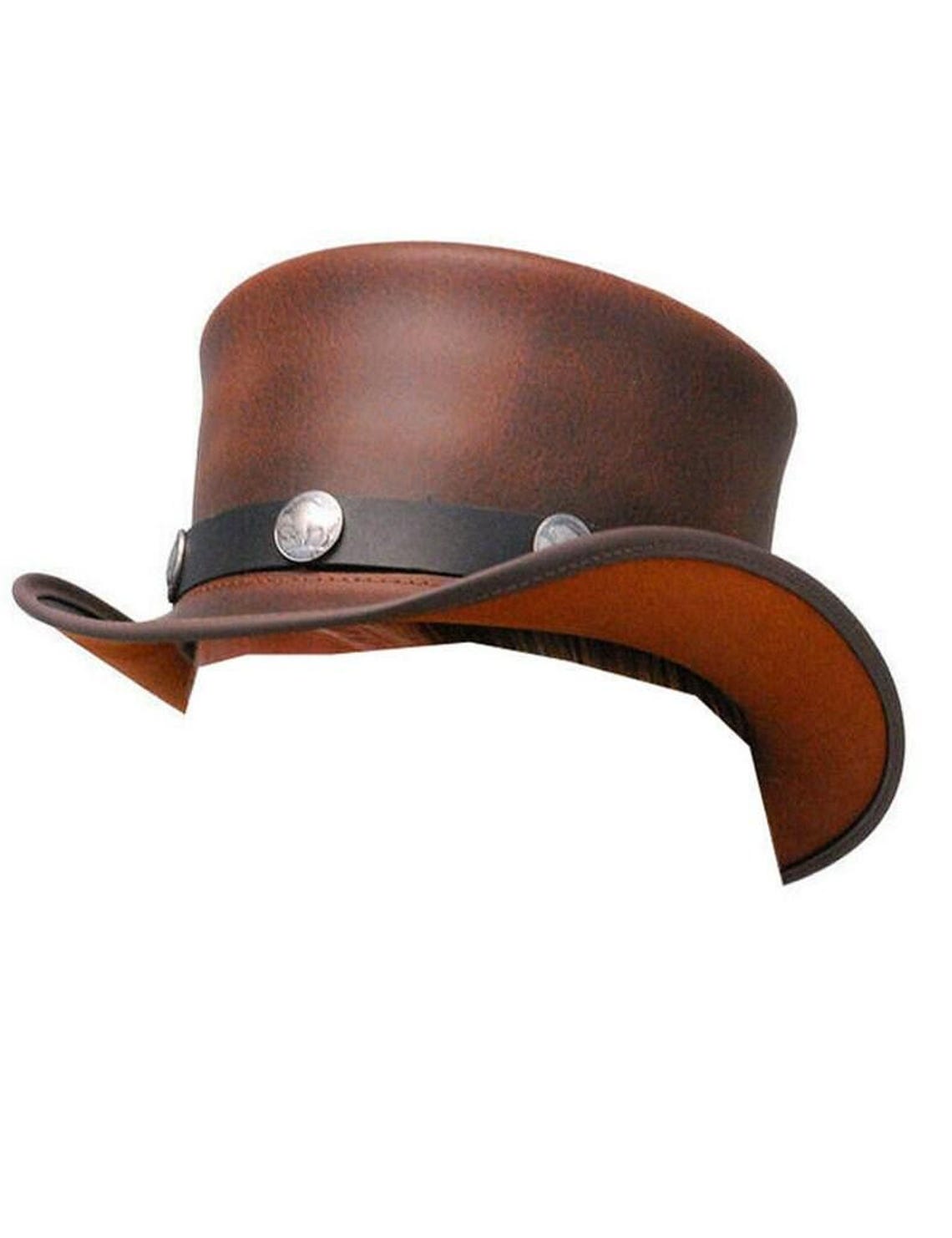 Steampunk Brown Leather Top Hat: Buffalo Biker Style - Etsy