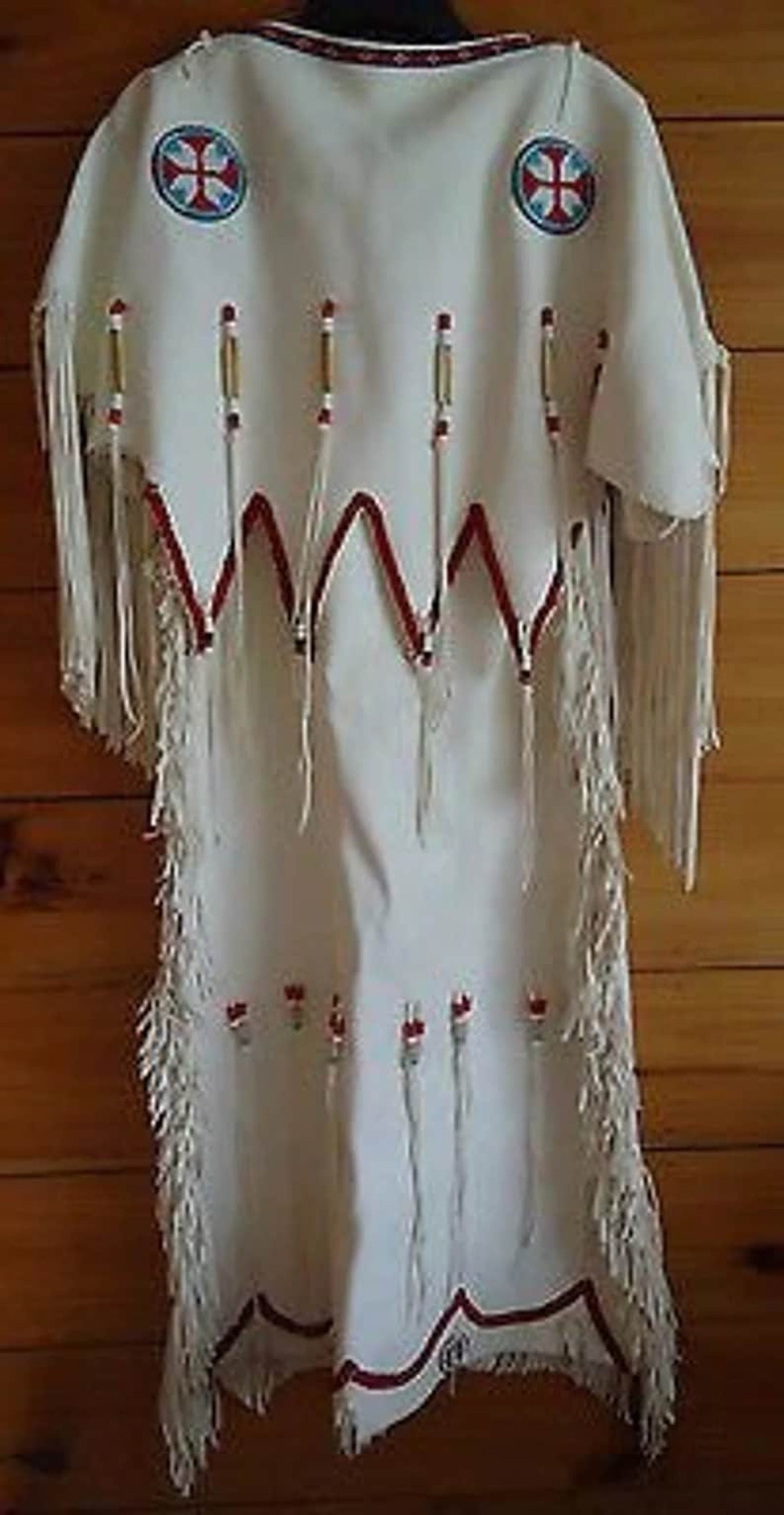 Handmade Cowhide Leather Native American Dress: Beaded Plains Indian ...