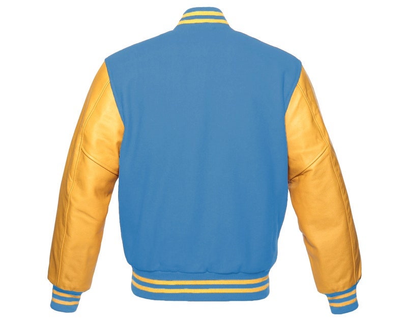 Men's Varsity Jacket Letterman Baseball Bomber Style Columbia Blue Wool ...