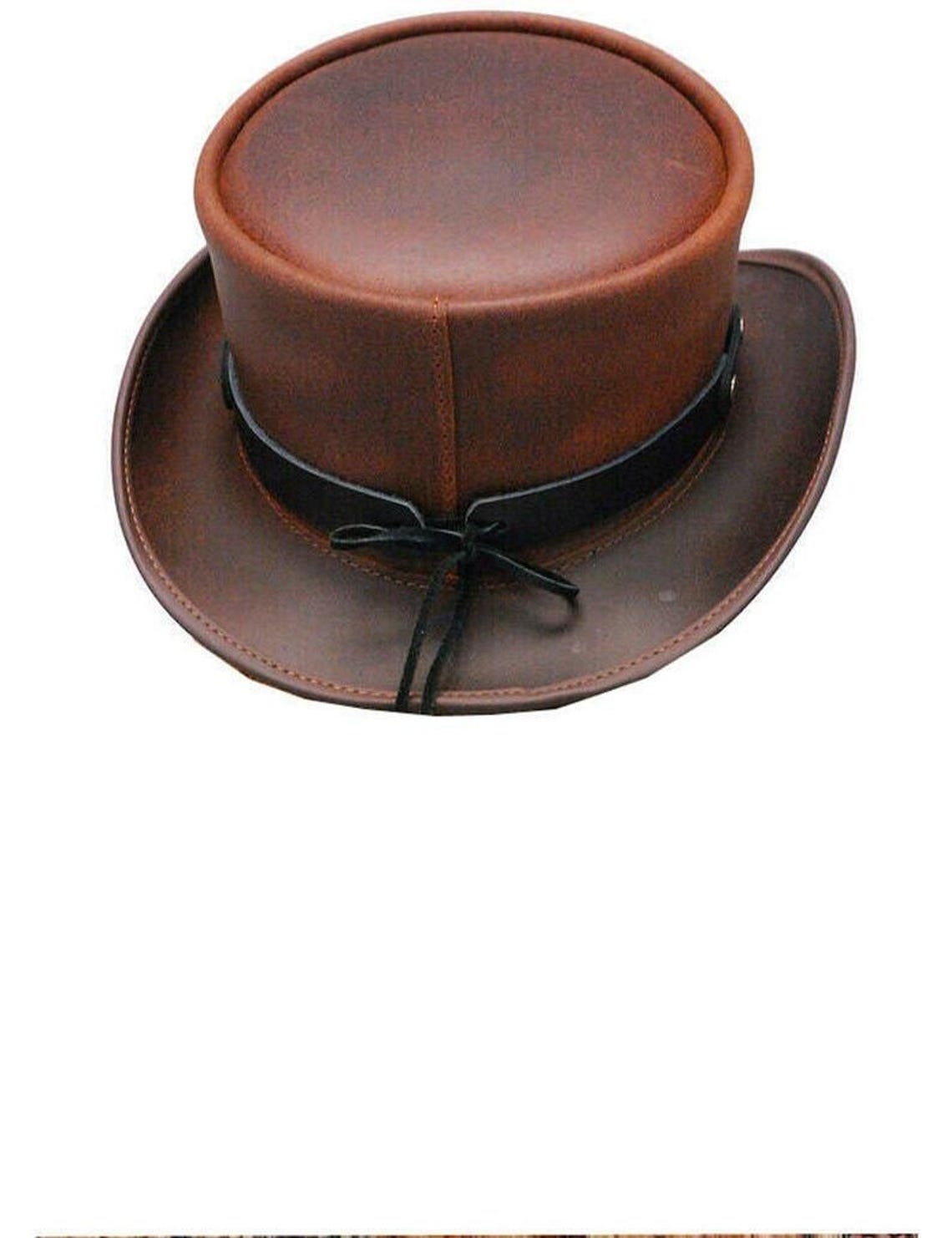 Steampunk Brown Leather Top Hat: Buffalo Biker Style - Etsy