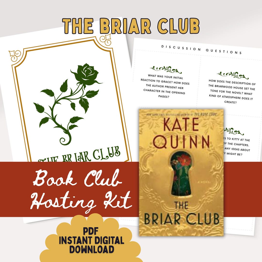 Book Club Meeting Guide the Briar Club by Kate Quinn, Conversation ...