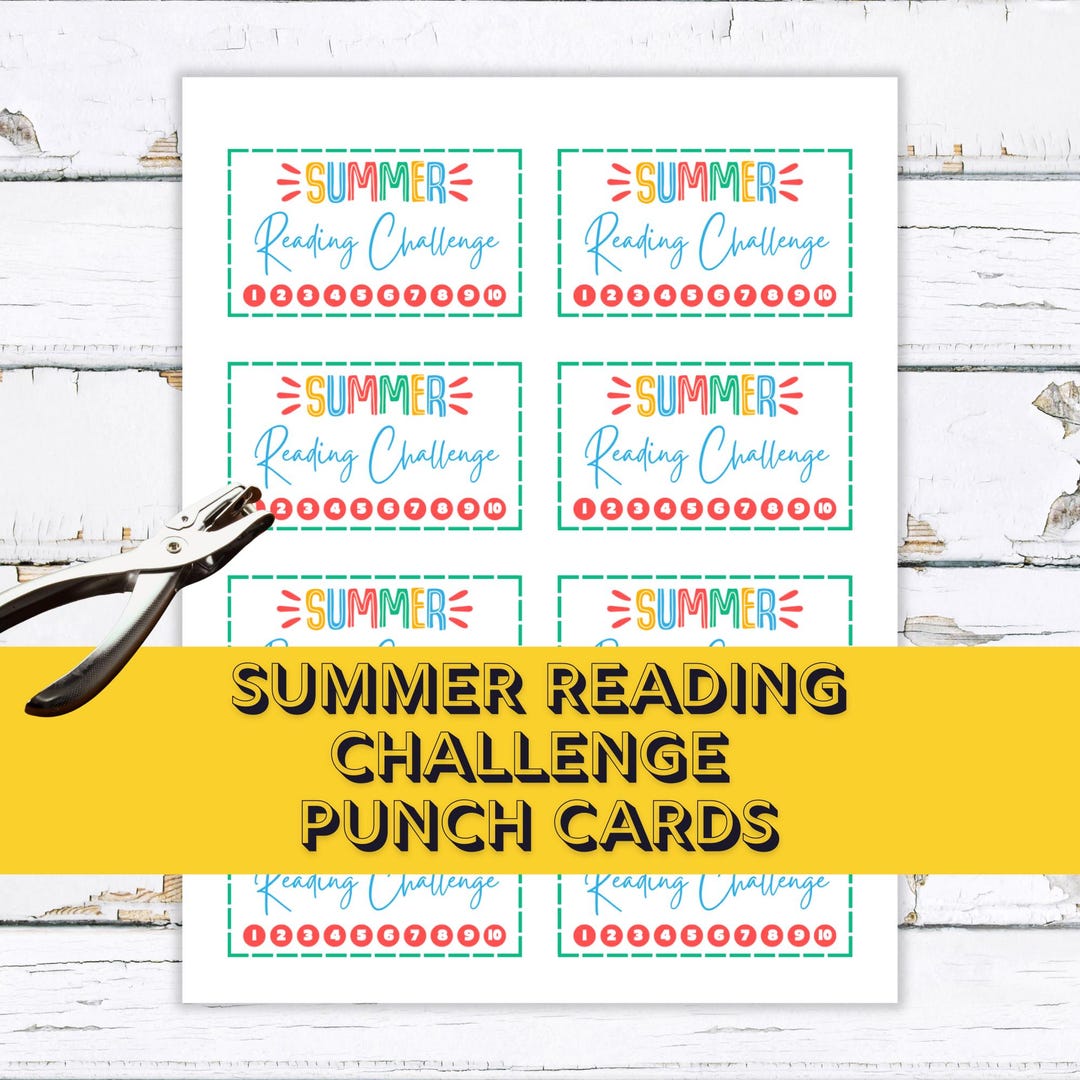 Summer Reading Challenge Punch Card for Kids – Printable Reading Reward ...
