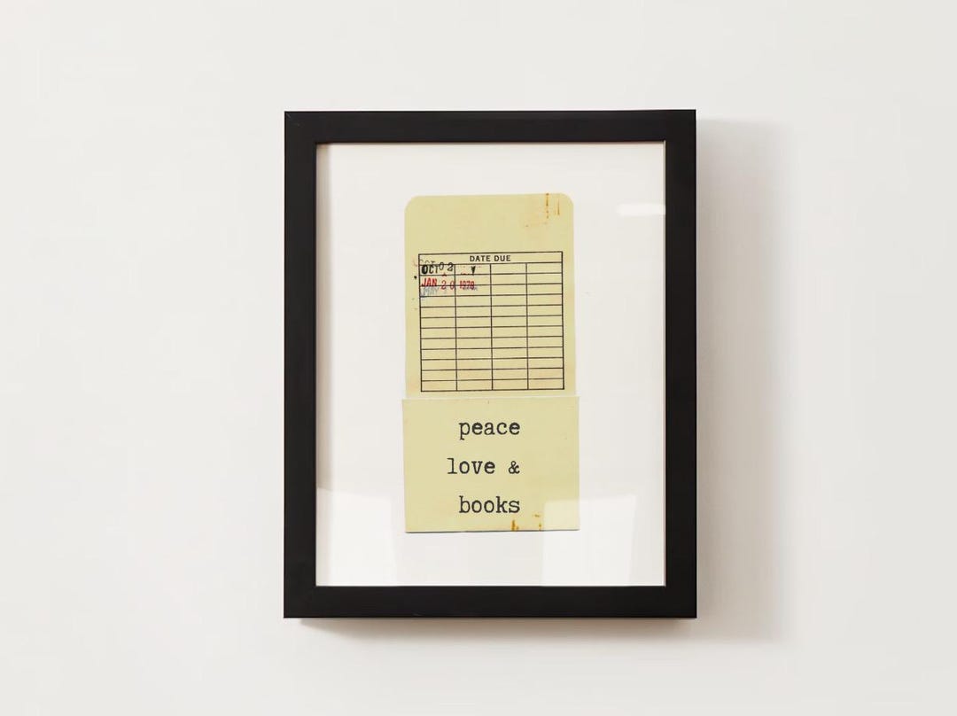 Library Card Wall Art, Unique Art Digital Print 11x14 Peace Love ...