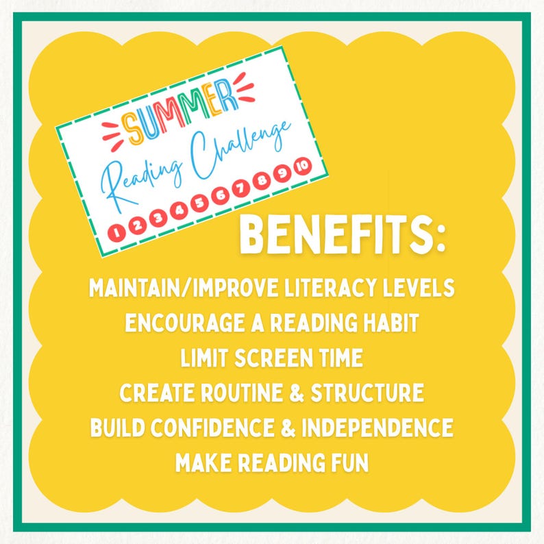 Summer Reading Challenge Punch Card for Kids – Printable Reading Reward ...