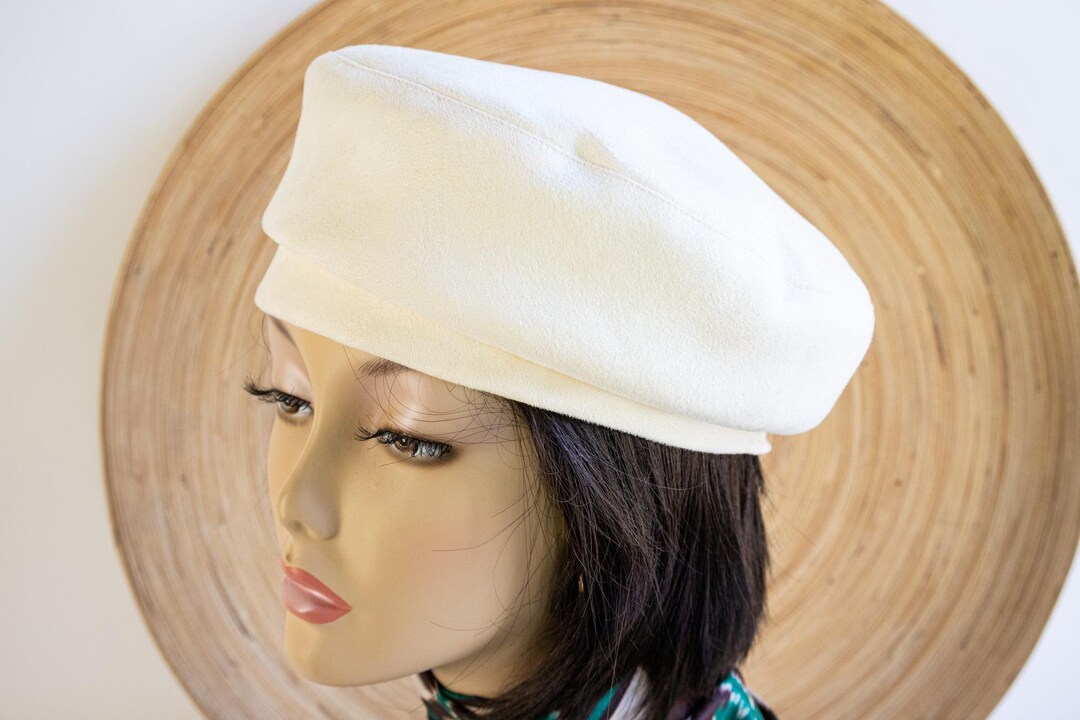 Winter White Beret: Faux Suede Pillbox Tam - Etsy