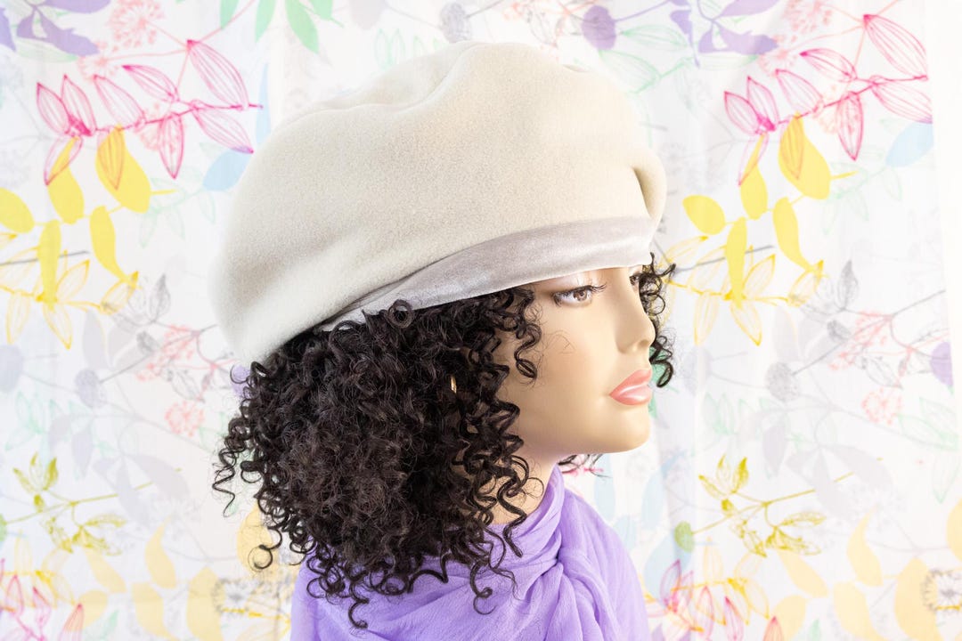 Oversize Beret/ Fleece Beret Tam/bleached Stone Color/hat for Large ...