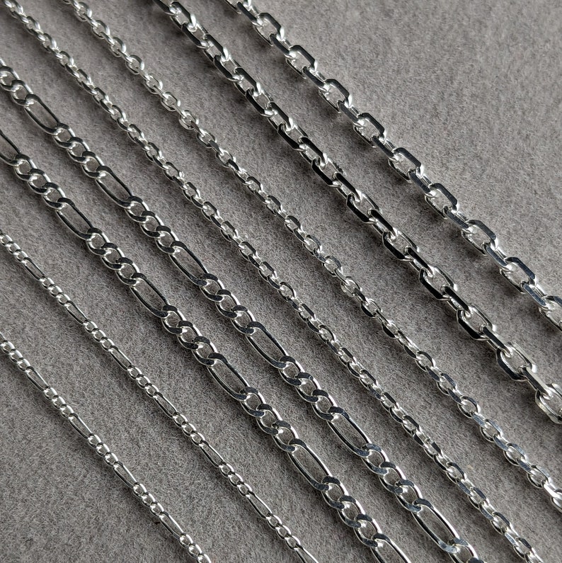 Silver Link Figaro and Anchor Chain Necklace, Sterling Silver 925 Chain ...