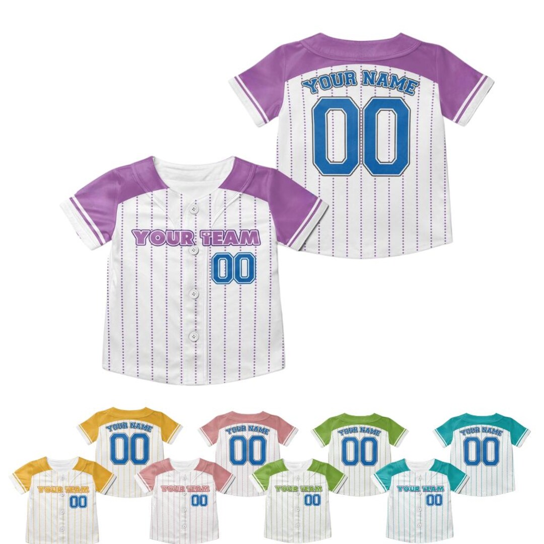 Custom Kids Baseball Jersey Colorful Pinstripe Personalized Name and ...