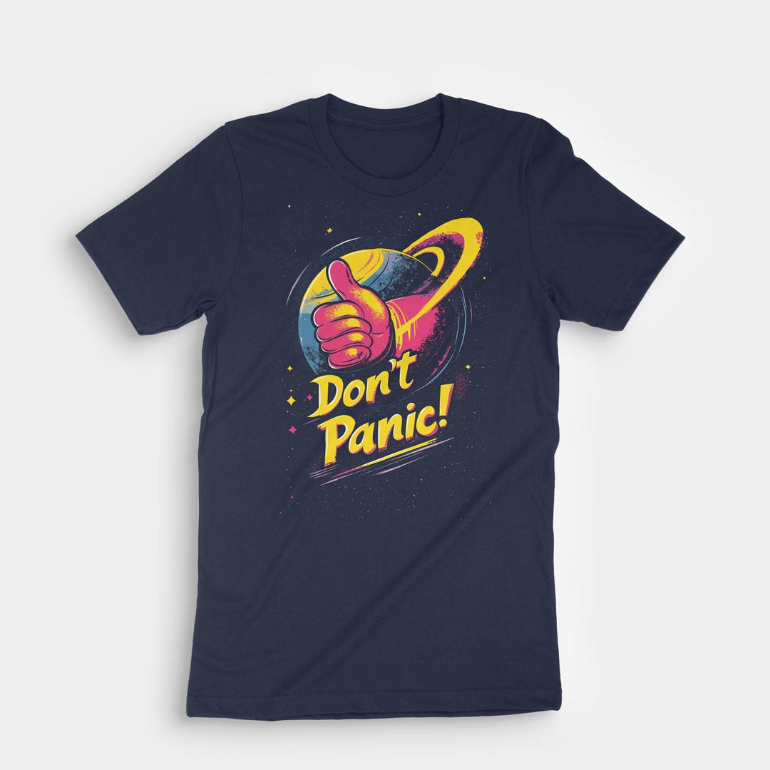 Don't Panic, Hitchhiker's Guide to the Galaxy T-shirt - Etsy