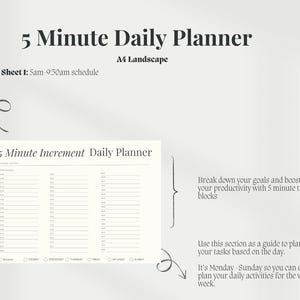 5 Minute Increment Daily Planner for Time Blocking, Productivity, to Do ...