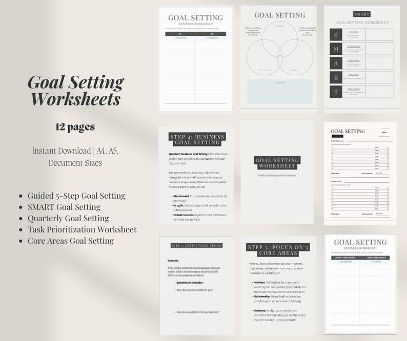 Goal Setting Template, SMART Goals Planner and Action Plan, Goal ...
