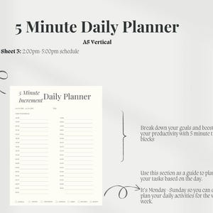 5 Minute Daily Planner A4 , Appointment Tracker, Time Block PDF ...