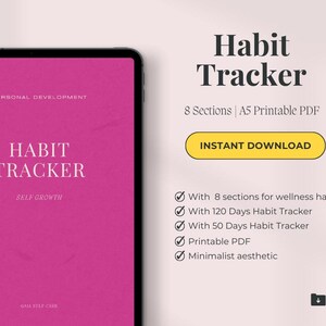 Cute Habit Tracker Printable PDF, Habit Tracker Template, Routine ...