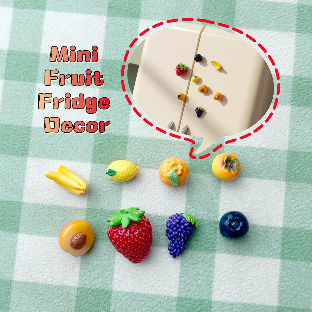 Mini Fruit Fridge Magnets - Quirky Kitchen Decor Set of 8 - Etsy