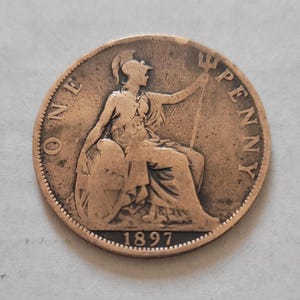 One Penny Coin 1897 of Great Britain - Etsy