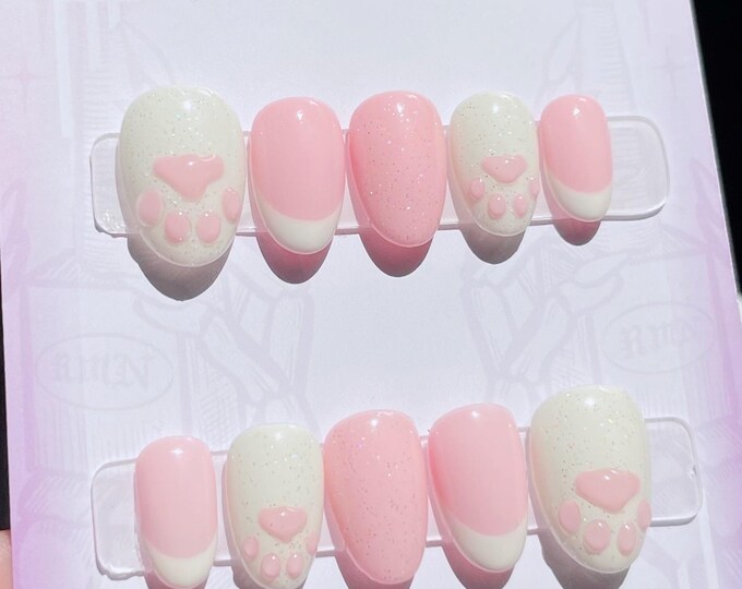 Pink Cat Paws - Kawaii Cute Toe Bean Press on Nails - Etsy