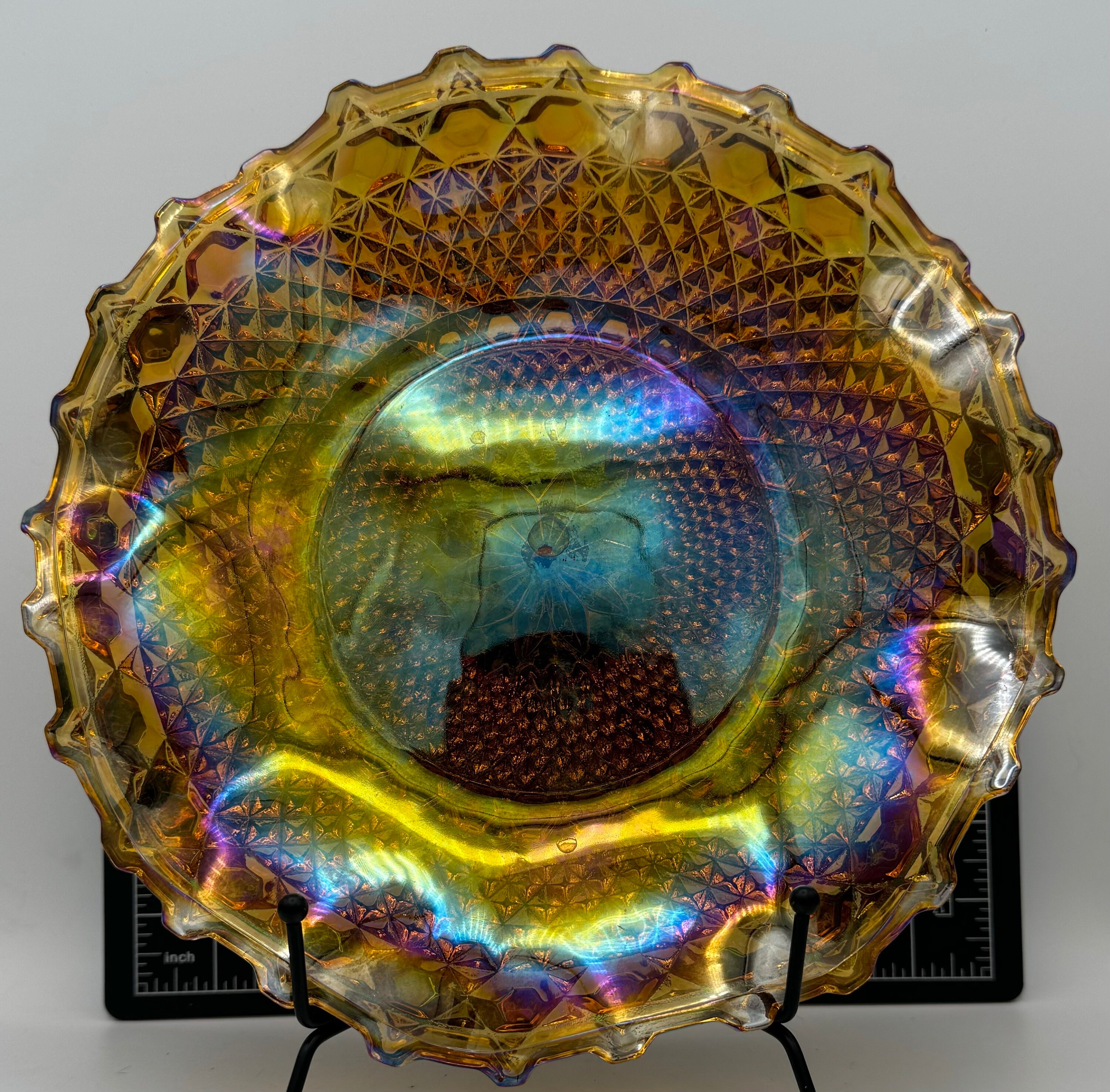 Vintage Indiana Glass 10 Iridescent Amber Carnival Hostess Plate. - Etsy