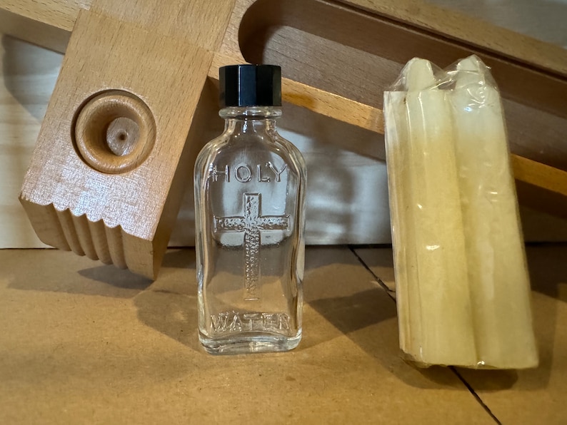 Vintage Catholic / Christian Cross. Unopened Candles With Paper Inside ...