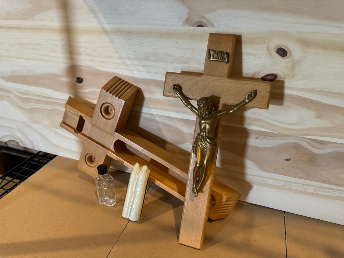 Vintage Catholic / Christian Cross. Unopened Candles With Paper Inside ...