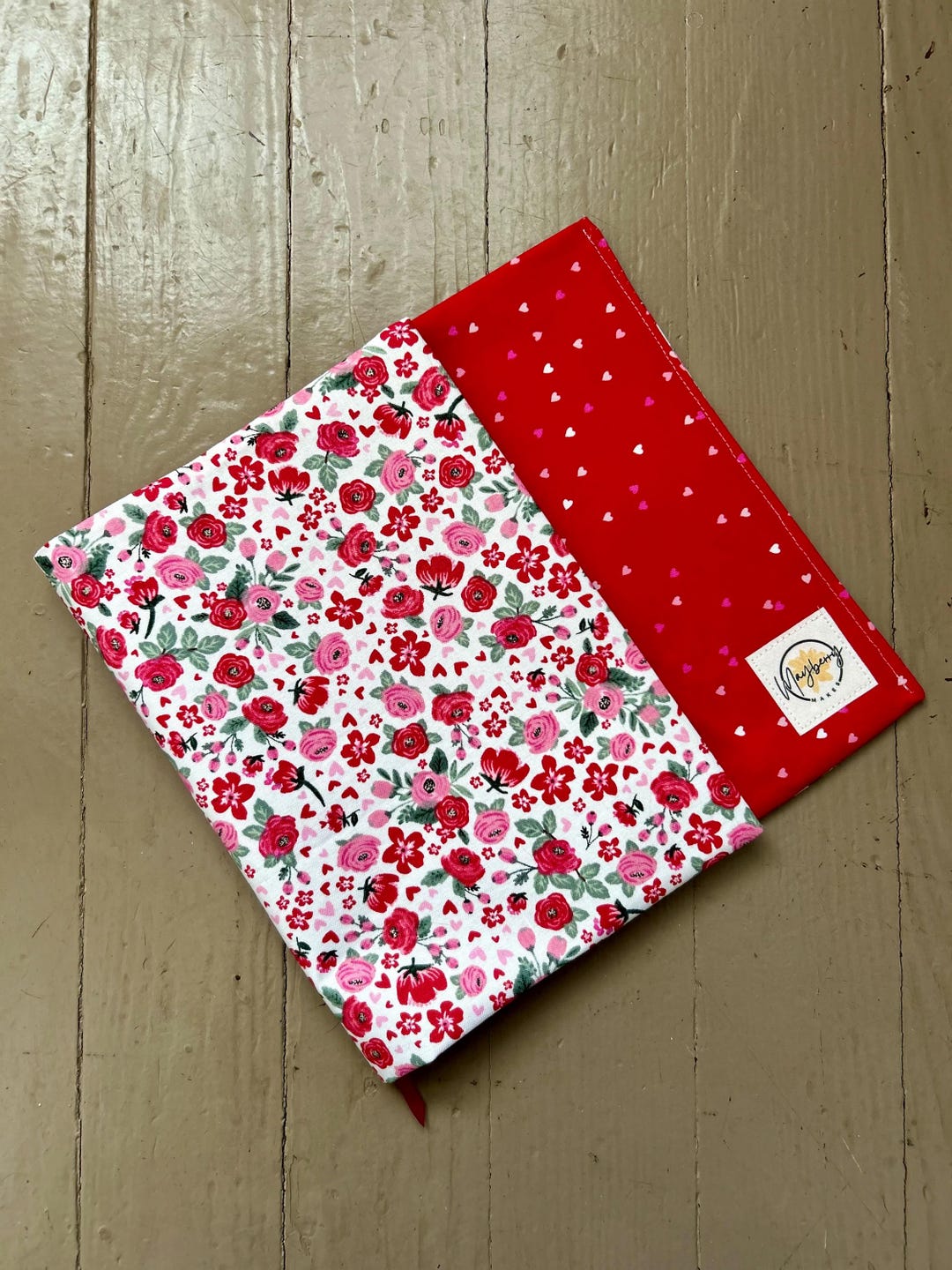 Reversible Book Cover Valentines Day Adjustable Bible Pouch Fabric Dust ...