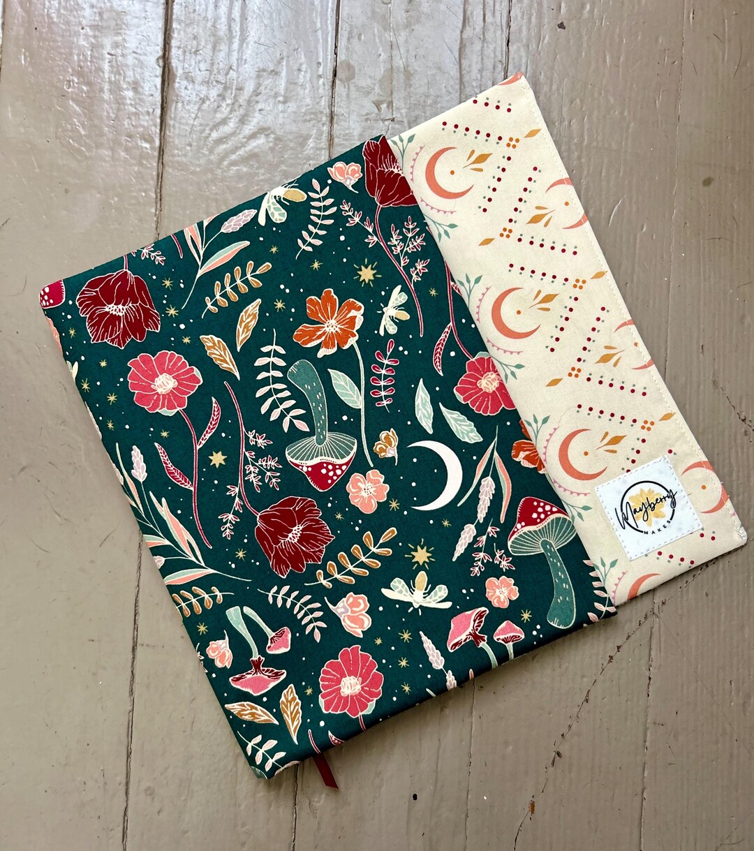 Fabric Book Jacket Adjustable Book Cover Mushroom Fabric Dust Jacket ...