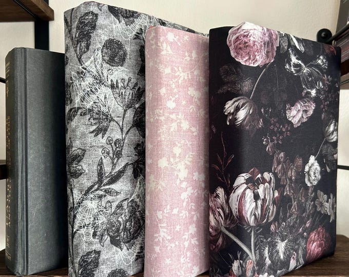 Adjustable Book Cover Fabric Bible Cover Reversible Dust Jacket Gothic ...