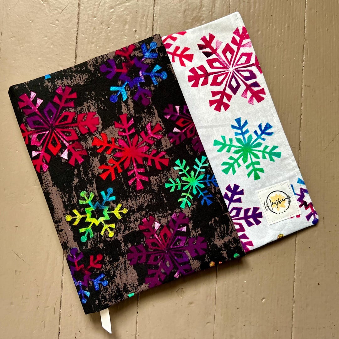 Book Cover Adjustable and Reversible Rainbow Snowflake Book Jacket in ...