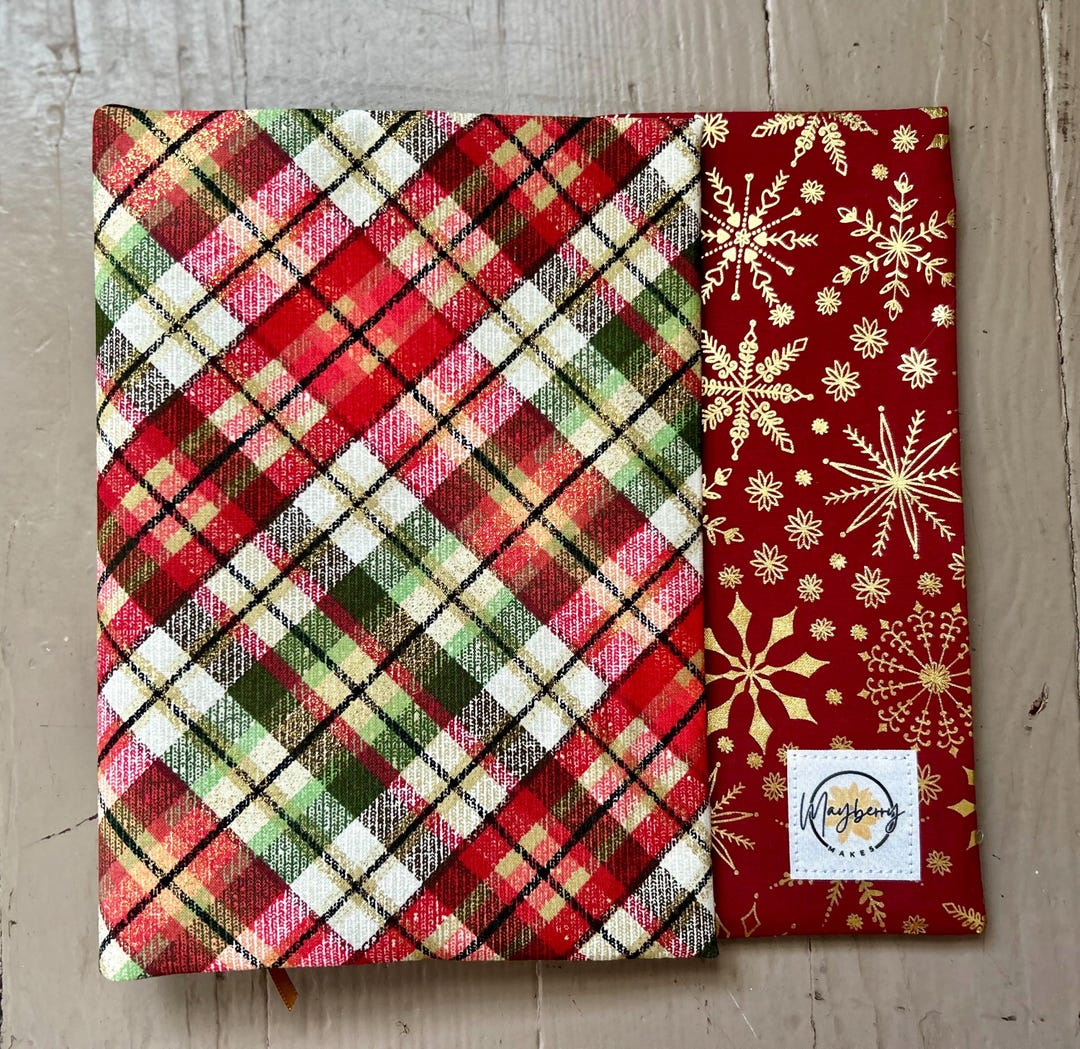 Fabric Book Cover Cloth Bible Cover Christmas Book Cover Gold Snowflake ...