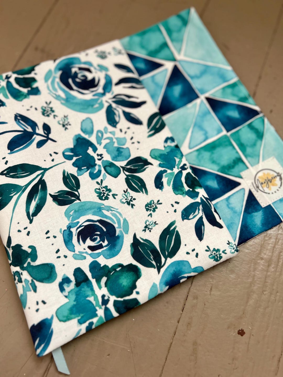 Book Cover Adjustable Reversible Mulitple Sizes Geometric Roses Print ...