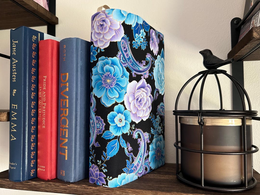 Reversible Fabric Book Cover: Adjustable Floral Paisley Print - Etsy