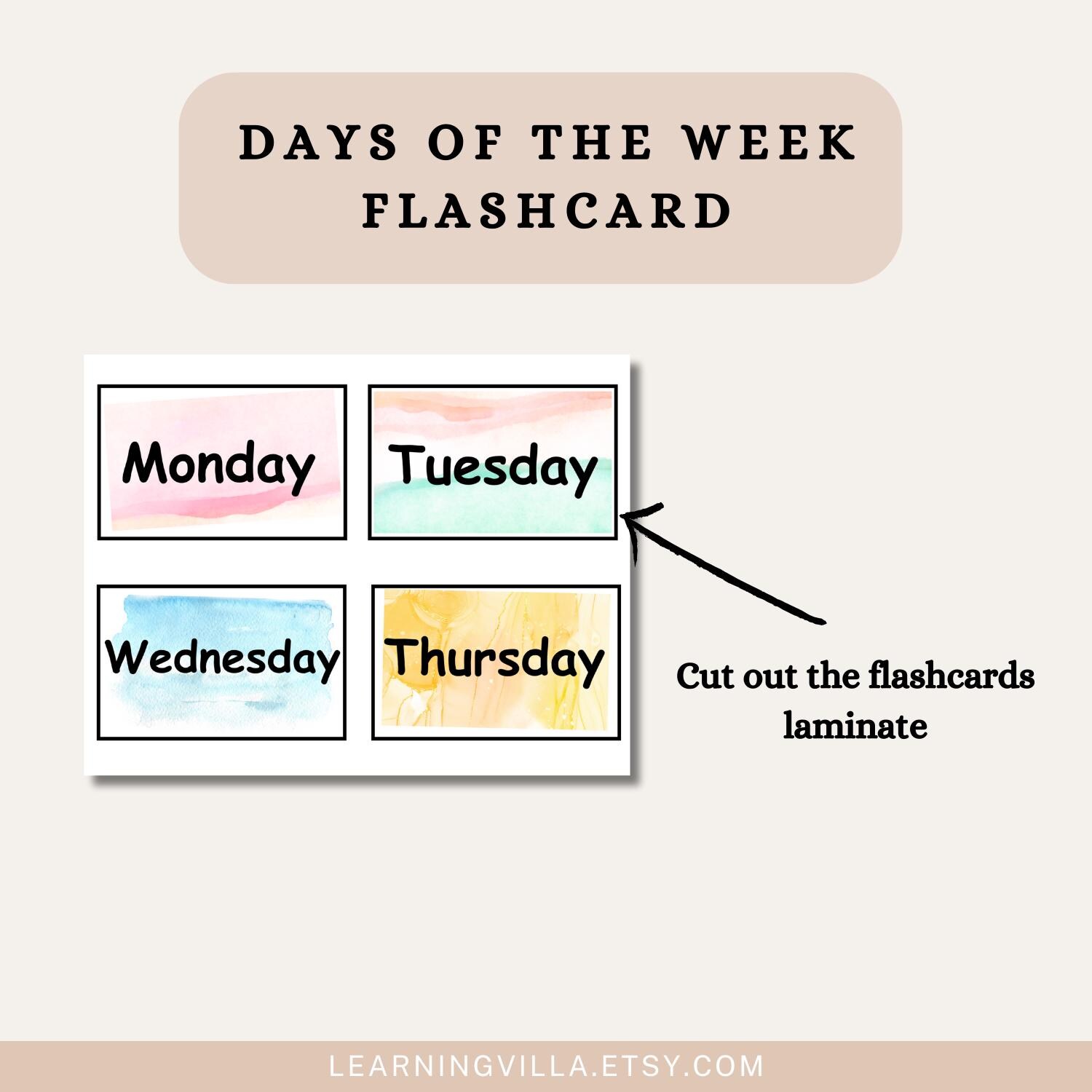 Colorful Days of the Week Flashcards for Learning Fun - Etsy