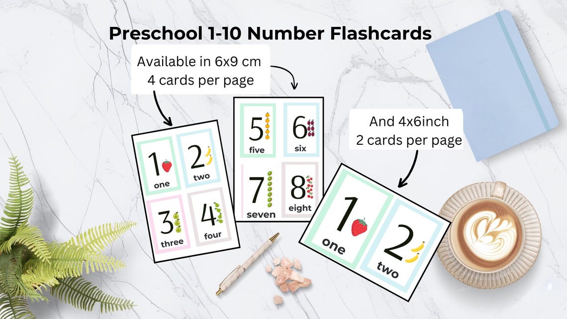 Number Flashcards, Preschool Counting 0-10, Instant Download, Printable ...