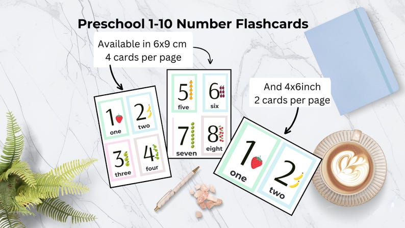 Number Flashcards, Preschool Counting 0-10, Instant Download, Printable ...