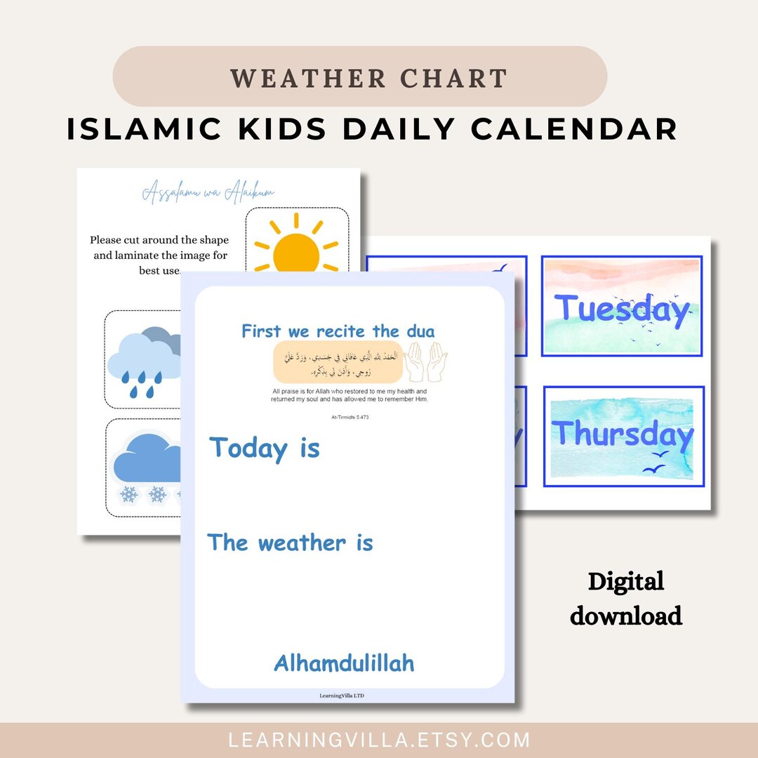 Islamic Kids Daily Calendar & Weather Chart | Preschool Learning ...
