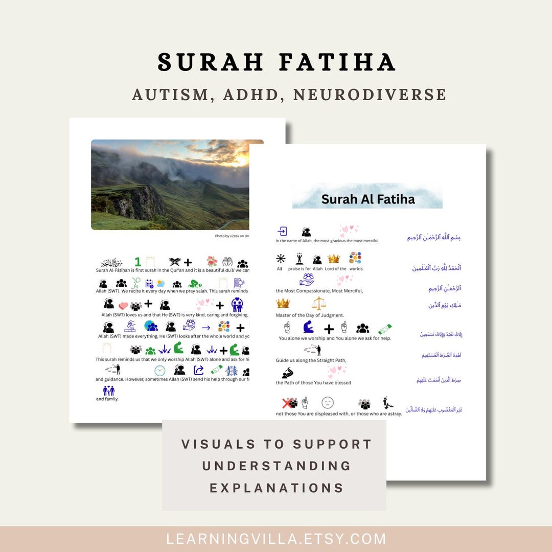 Surah Al-fatiha Visual Learning Pack | Autism-friendly Islamic ...