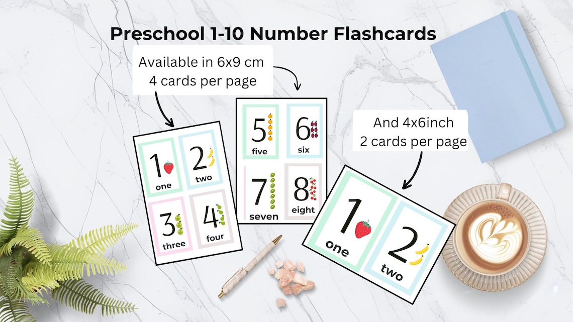 Number Flashcards, Preschool Counting 0-10, Instant Download, Printable ...